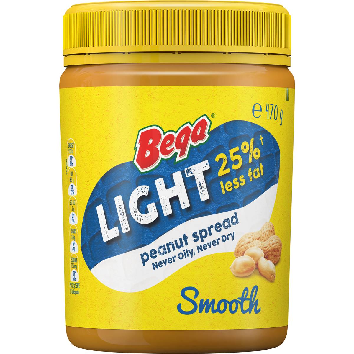 Bega Light Peanut Butter Smooth 淡味花生醬柔滑 470g – 澳紐記